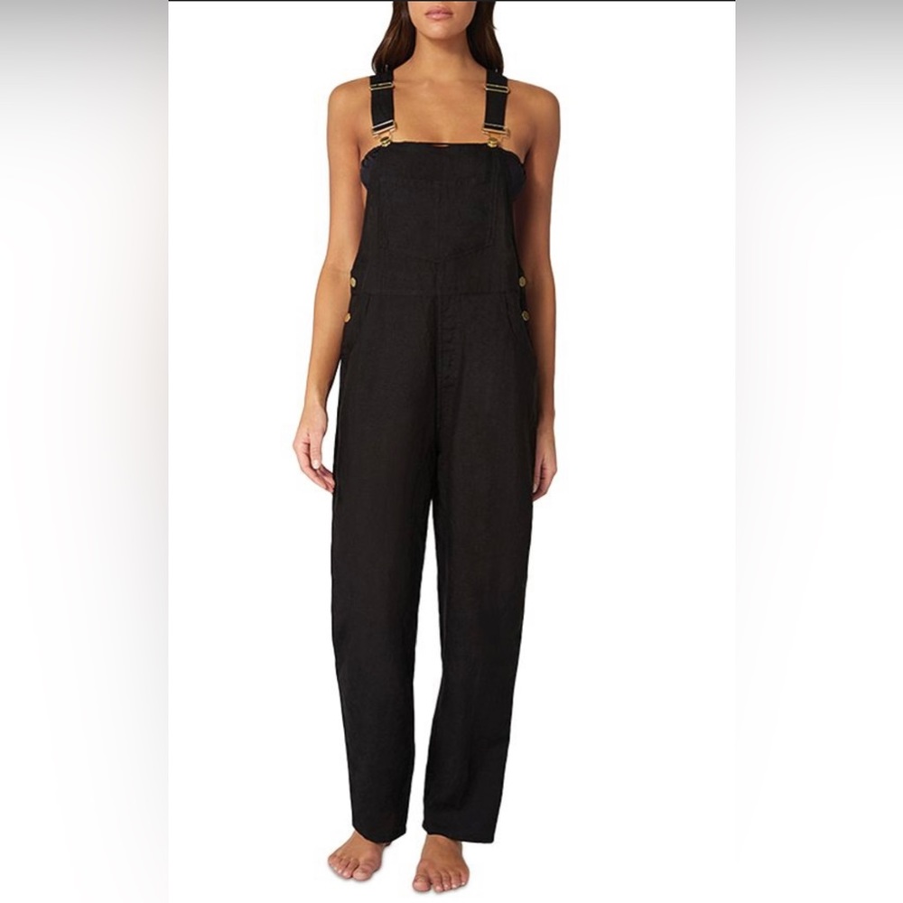 We Wore What Black Linen Overalls - Gem